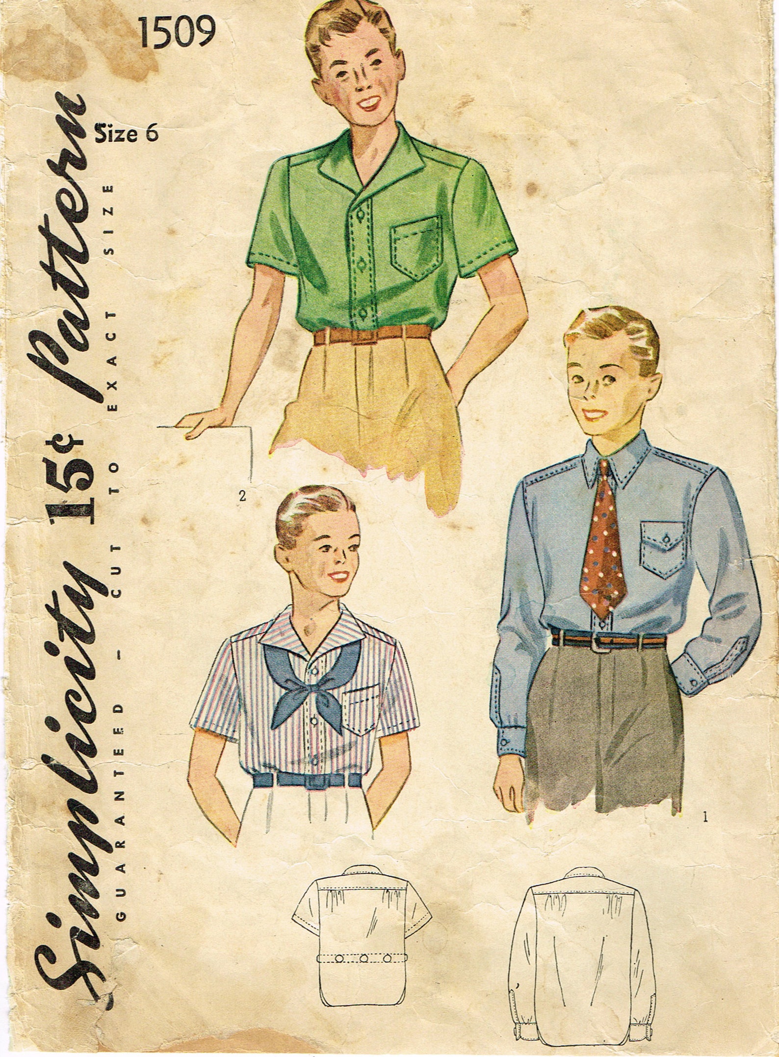 1930s Vintage Simplicity Sewing Pattern 1509 Little Boys Casual Shirt ...