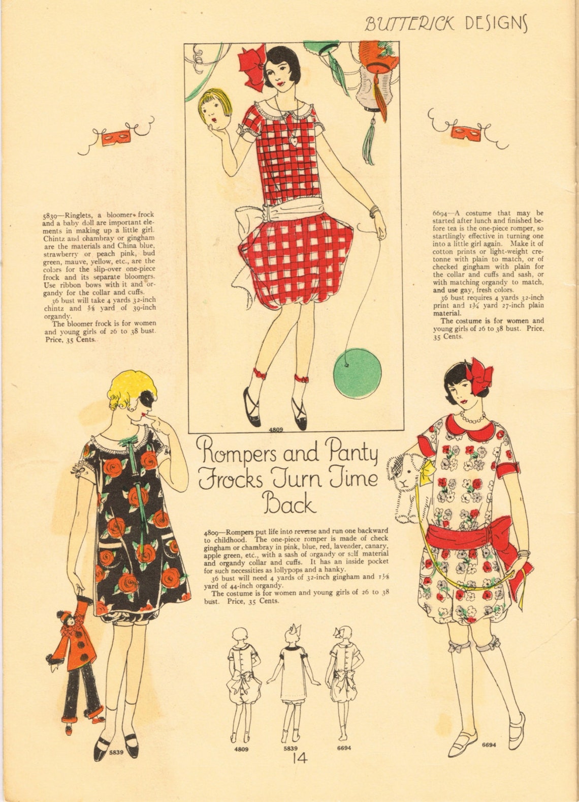 1920s Butterick Flapper Costume Pattern Catalog Fancy Dress Instant ...