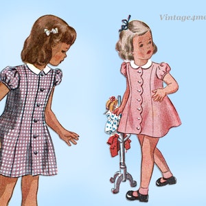 Simplicity 1095: 1940s Cute WWII Toddler Girls Dress Sz 2 Vintage ...