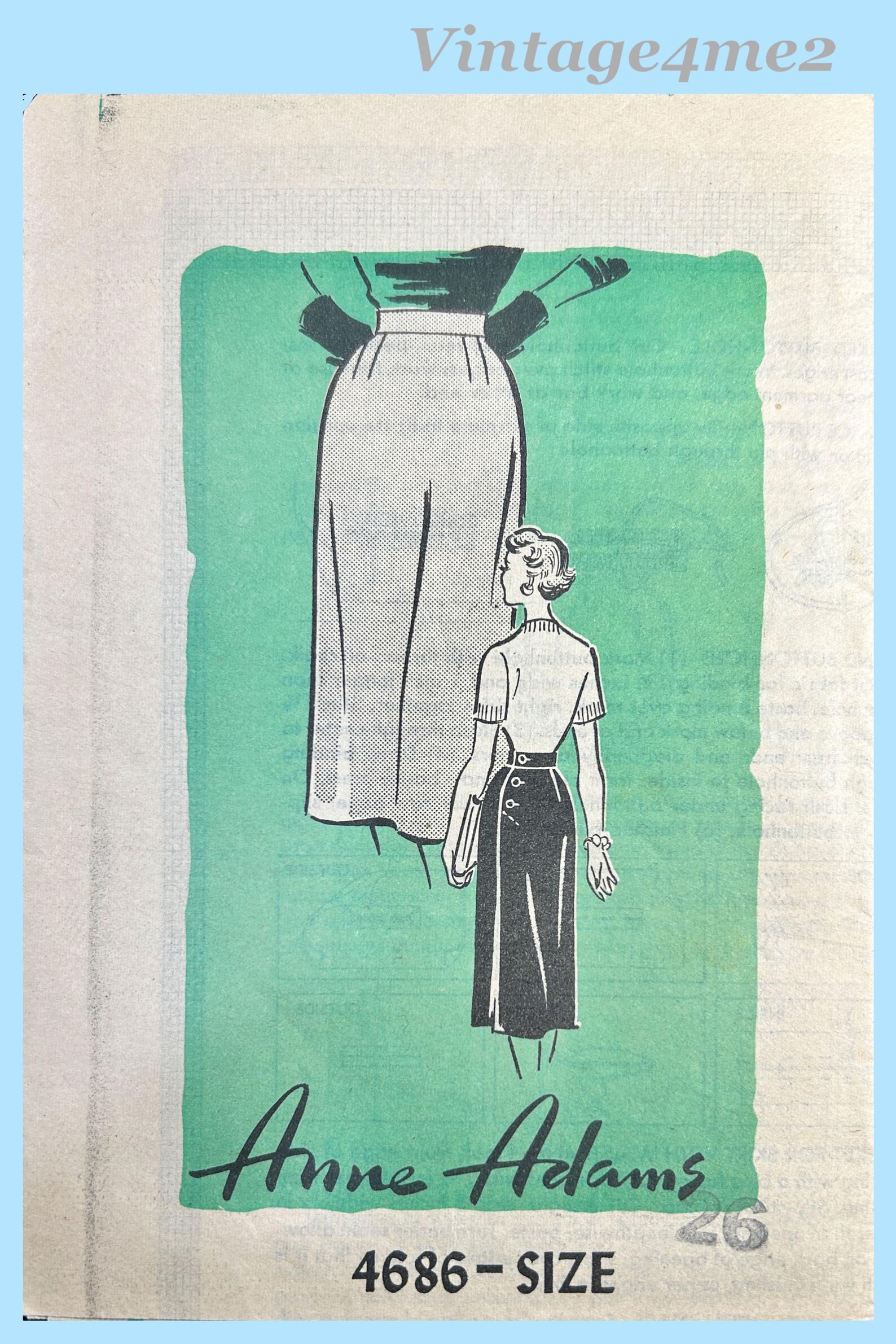 1950s Vintage Anne Adams Pattern 4686 Stylish Misses Wrap Around Skirt ...