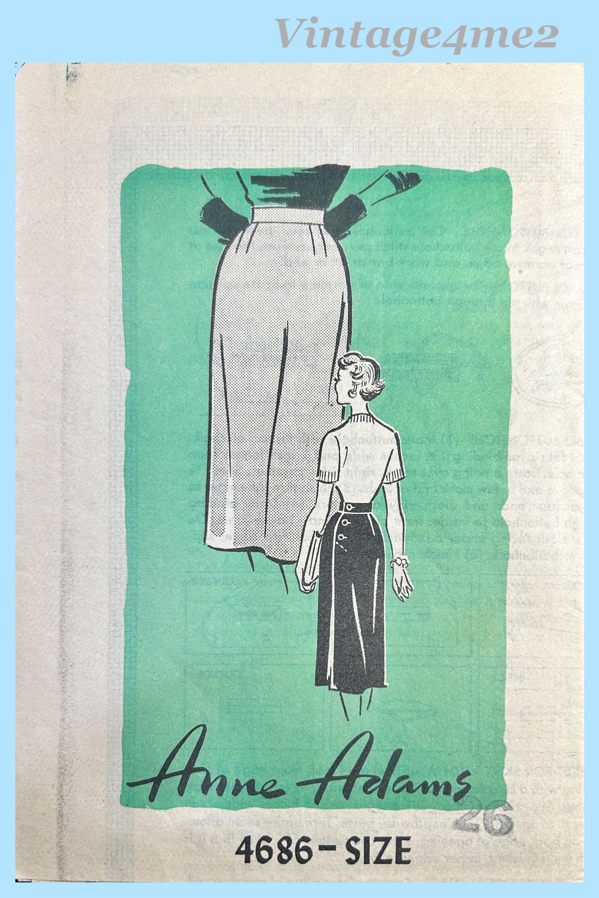 1950s Vintage Anne Adams Pattern 4686 Stylish Misses Wrap Around Skirt ...