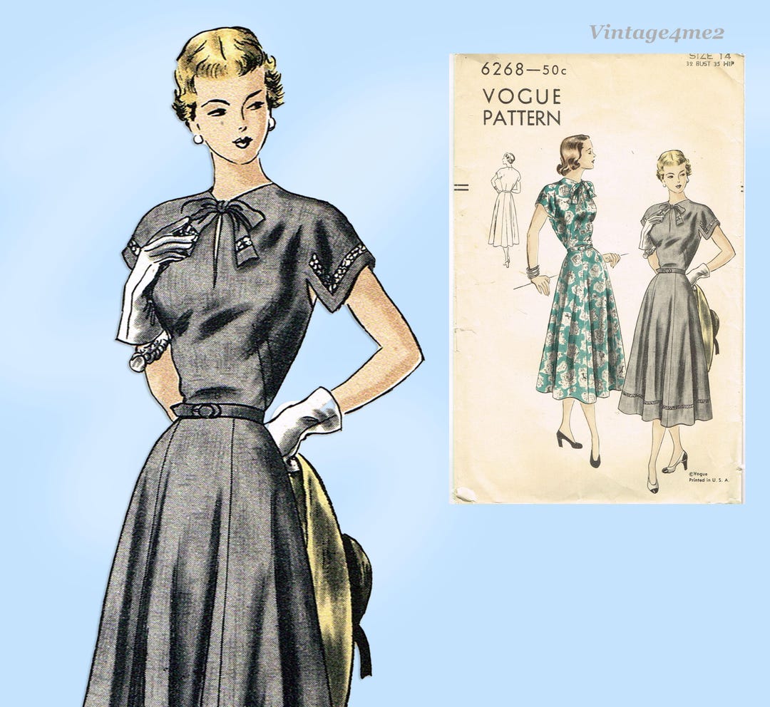 Vogue 6268: 1940s Stunning Misses Sun Dress Size 32 Bust Vintage Sewing ...