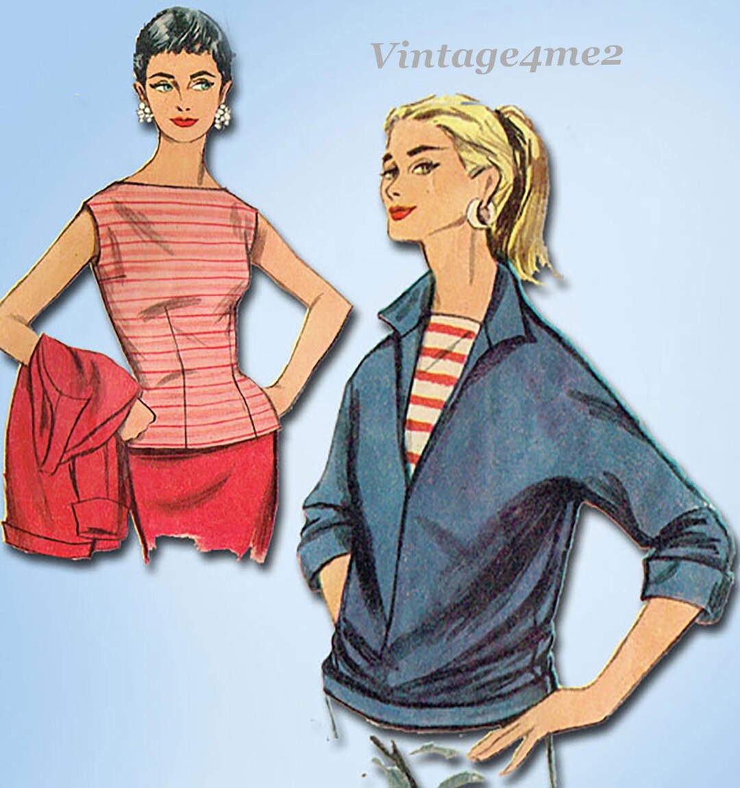 1950s Pullover Blouse Sewing Pattern: Simplicity 1172, Size 32B - Etsy