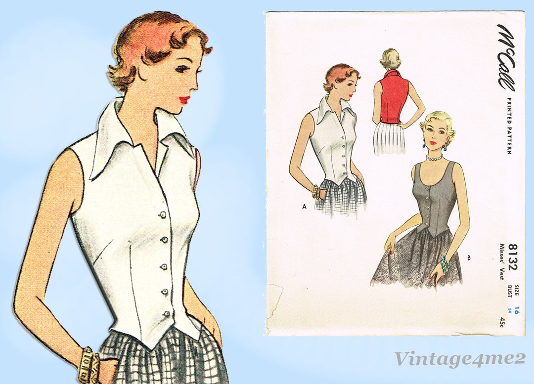 1950s Vintage Mccalls Sewing Pattern 8132 Stunning High Fashion Blouse ...