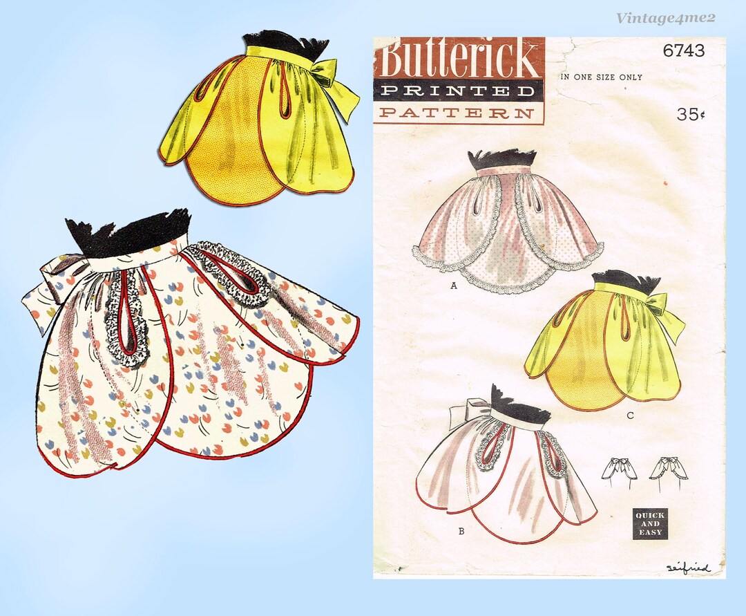 1950s Vintage Butterick Sewing Pattern 6743 Easy Misses Cocktail Apron ...