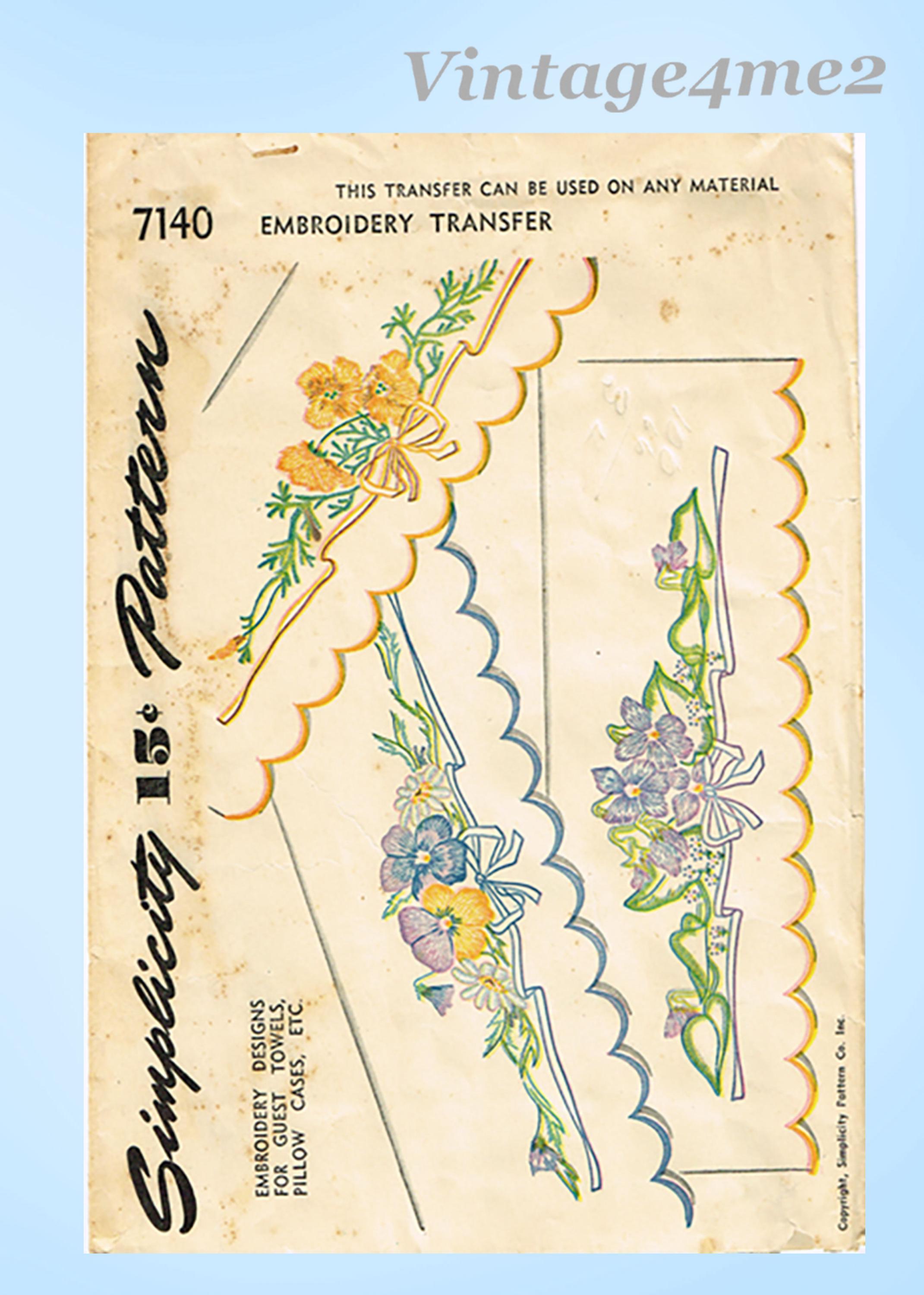 1940s Vintage Simplicity Sewing Pattern 7140 Uncut Floral Pillowcase ...