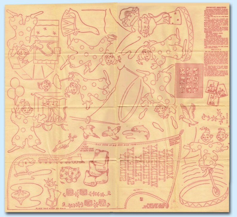 1940s Original Uncut Workbasket Embroidery Transfer 69 Clown Quilt ...