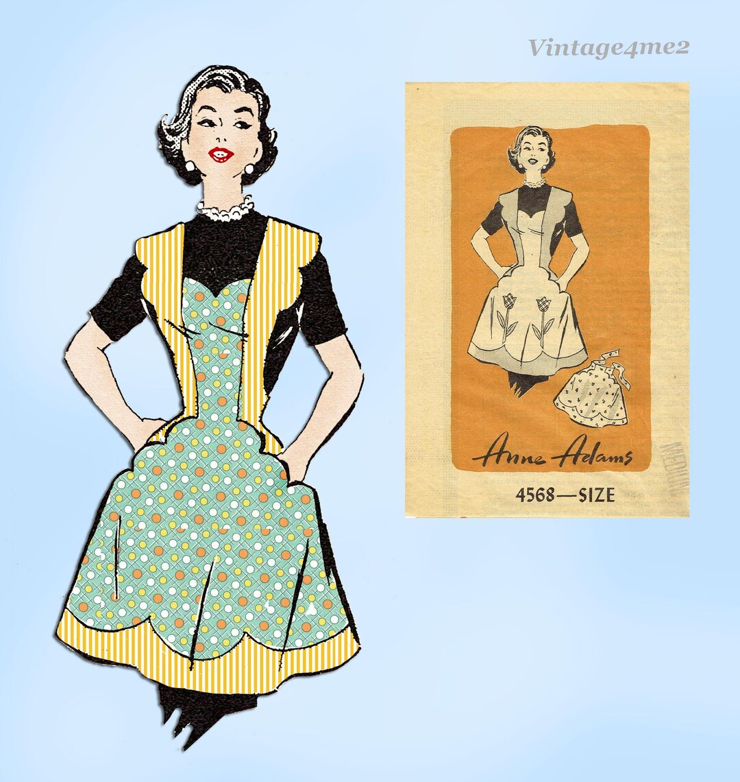 1950s Vintage Anne Adams Sewing Pattern 4568 Cute Fitted Scalloped ...
