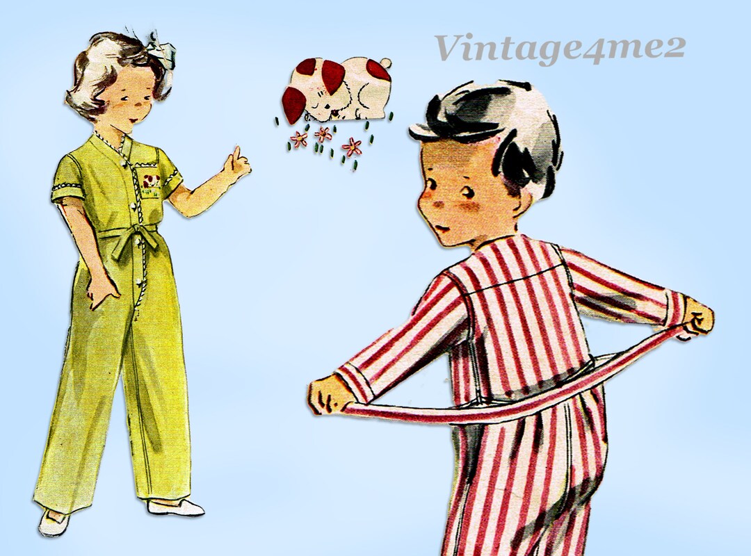 1950s Vintage Simplicity Sewing Pattern 4130 Cute Toddlers Puppy ...