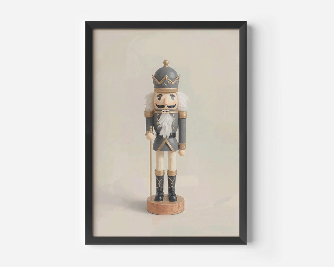 Vintage Nutcracker Christmas Wall Art, Neutral Holiday Decor, Classic ...