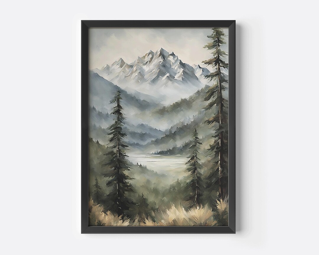 Mountains Nature Wall Art, Cottage Core Poster Print, Country Farmhouse ...