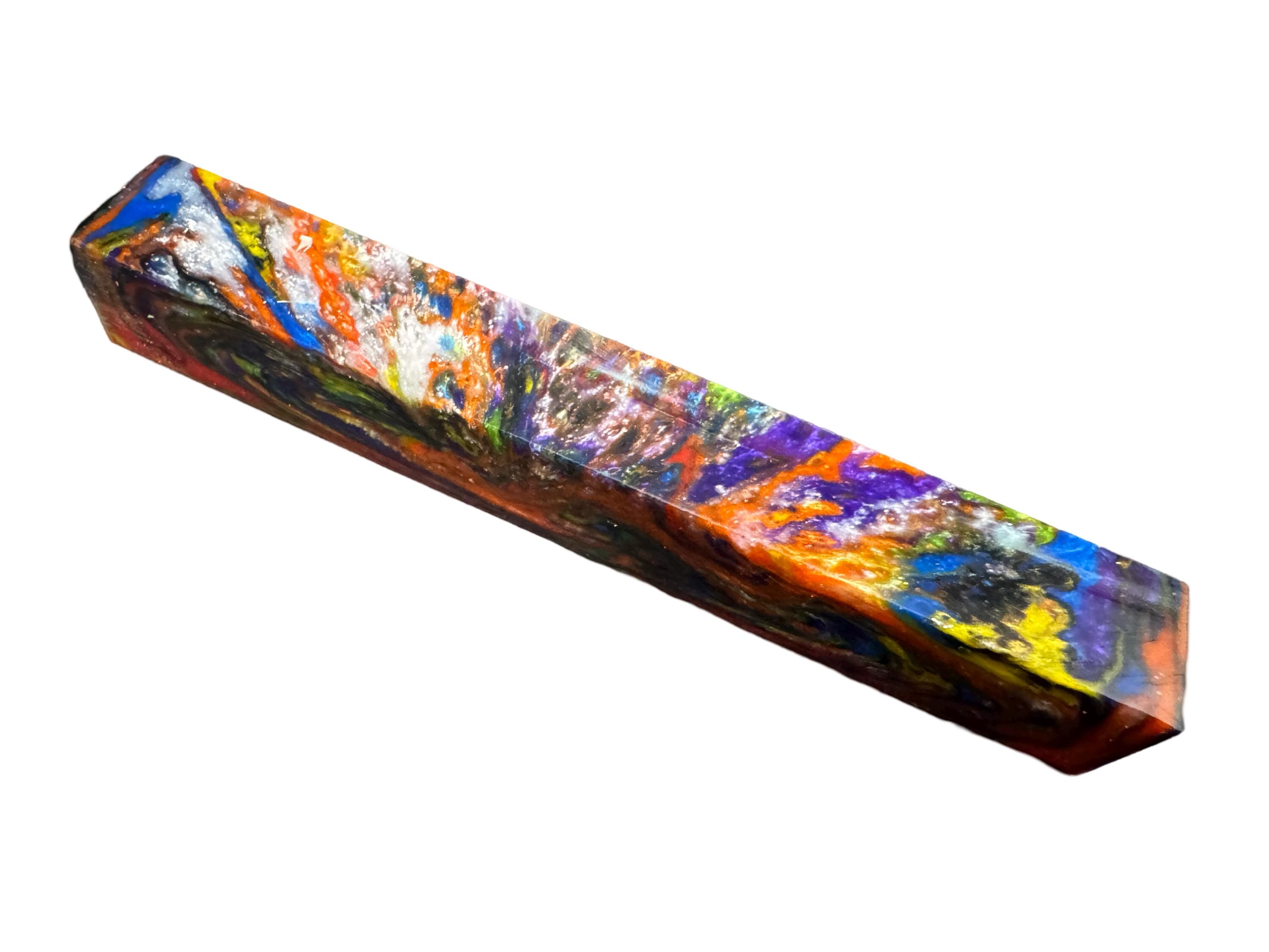 Pen Turning Blank, Alumilite Resin, Dark Rainbow - Etsy