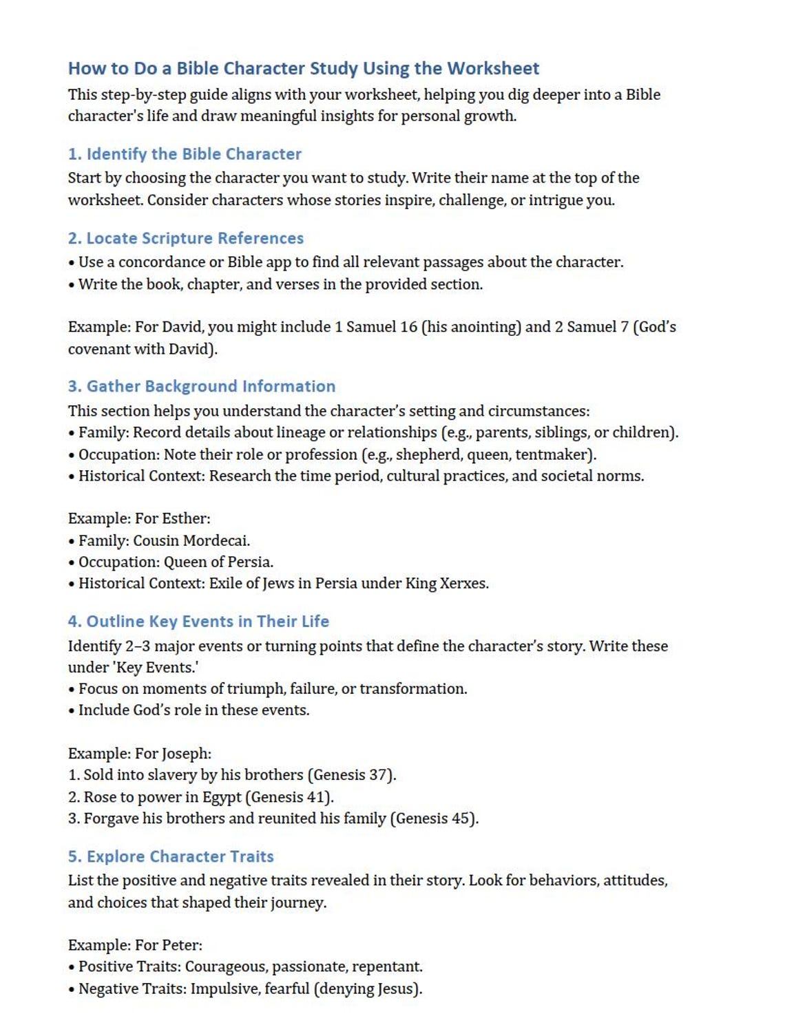 Bible Character Study Workbook: Explore Key Figures + Free 33 Lesser ...