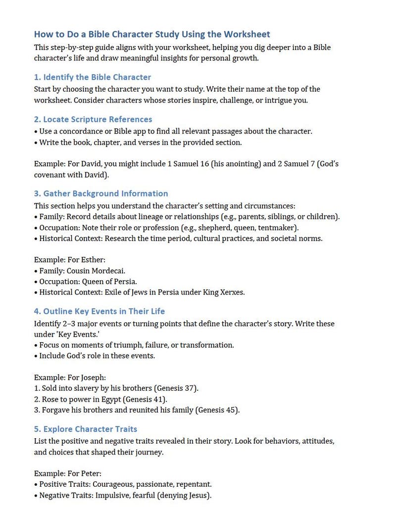 Bible Character Study Workbook: Explore Key Figures + Free 33 Lesser ...