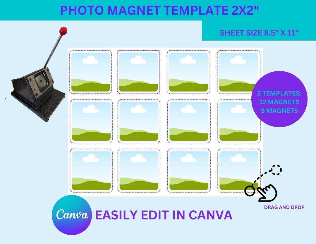 2x2 Fridge Magnet Template - Photo Magnet Machine | 50mmx50mm Square ...