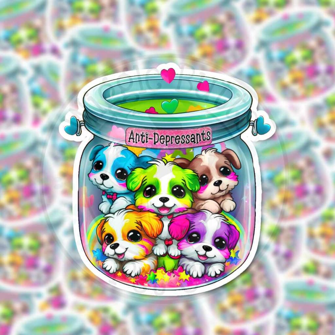 Dog Sticker, Anti Depressant, Dogs, Cute Dogs, Colourful Sticker, Dog ...