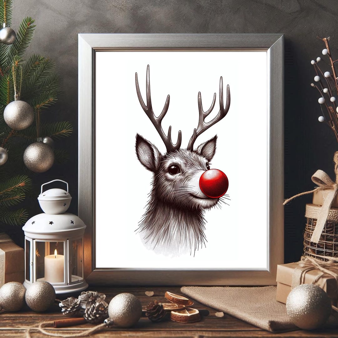 Rudolph Printable Art, Rudolph Wall Decor, Christmas Wall Decor ...