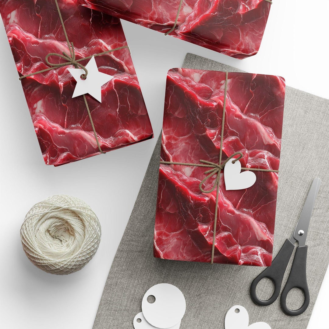 Raw Meat Wrapping Paper, Meat Look Gift Wrap, Raw Meat Pattern, Meat ...