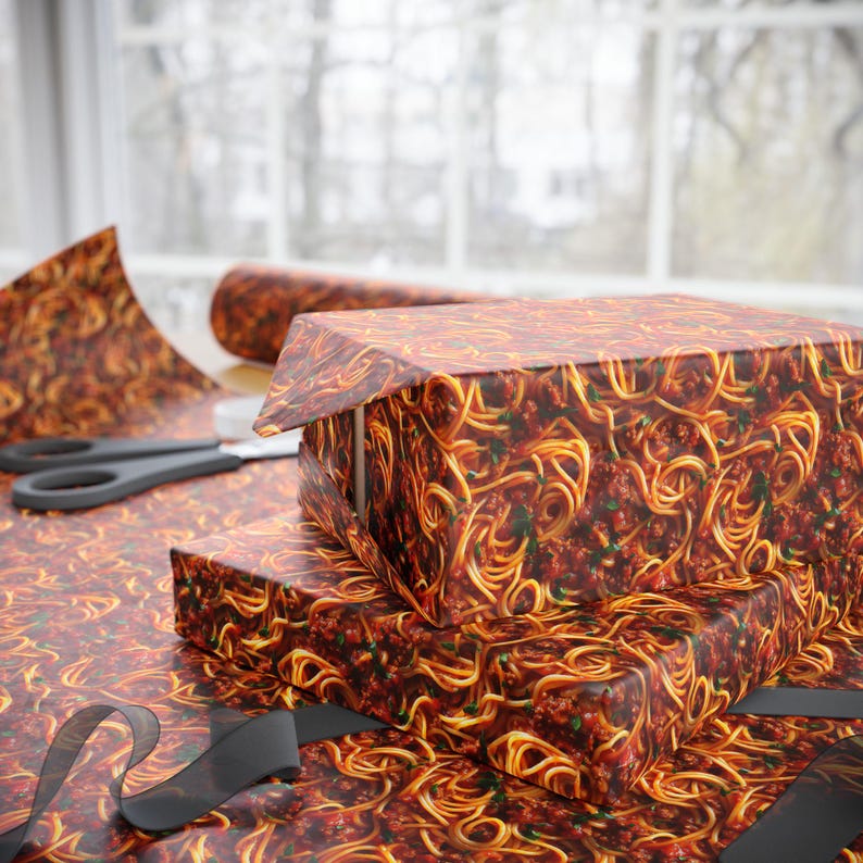 Spaghetti Bolognese Wrapping Paper, Spaghetti Gift Wrap, Spaghetti ...