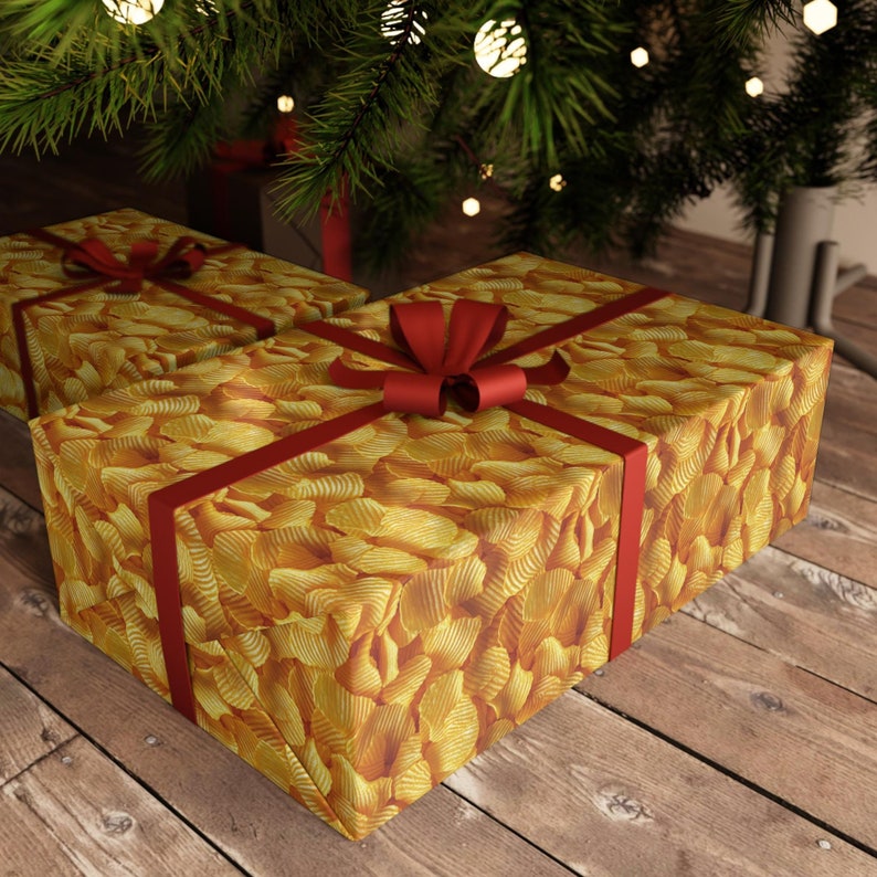 Potato Chips Wrapping Paper, Potato Crisps Gift Wrap, Chips Pattern ...