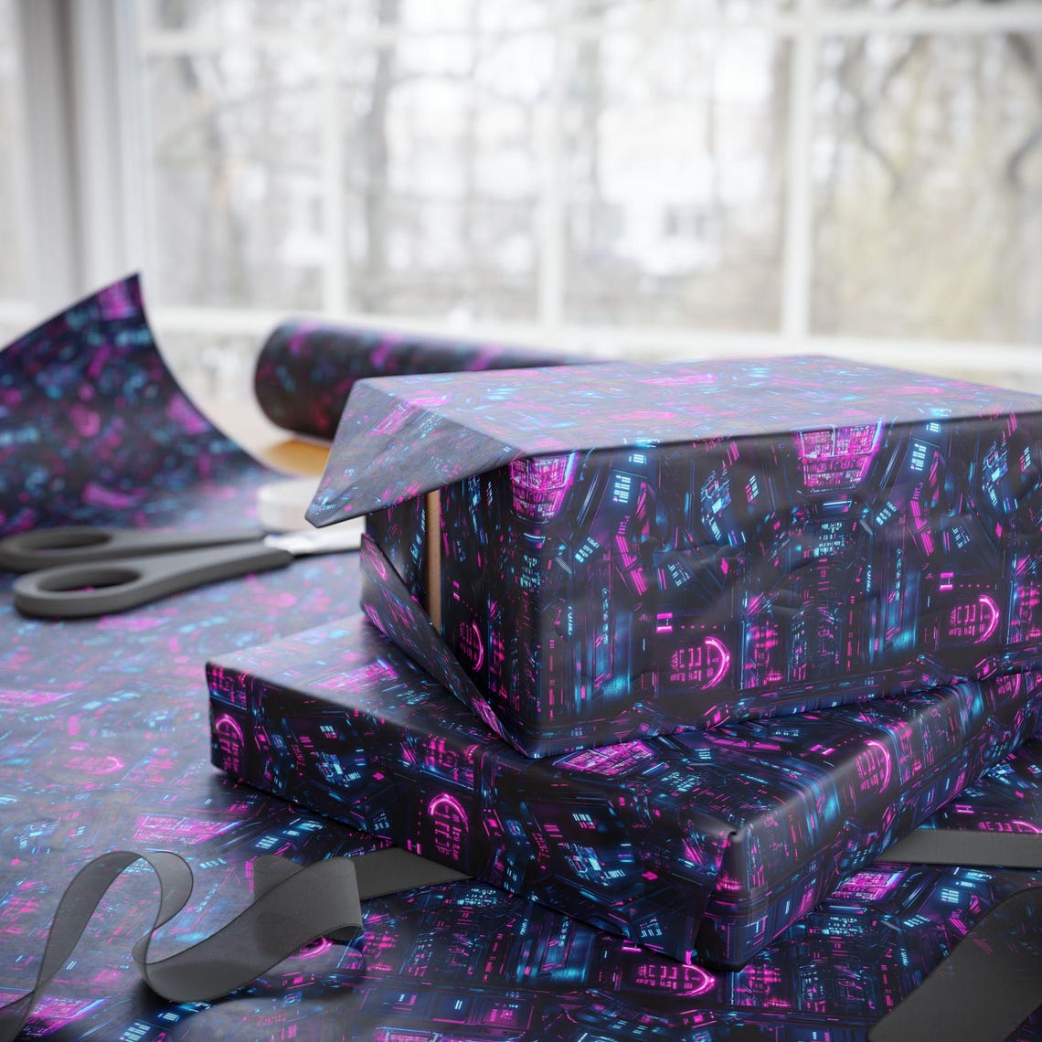 Cyberpunk Wrapping Paper, Cyberpunk Gift Wrap, Cyberpunk Pattern, Cyber ...
