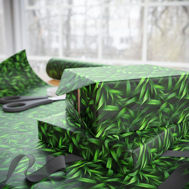 Green Grass Wrapping Paper, Grass Gift Wrap, Fresh Green Grass Pattern ...