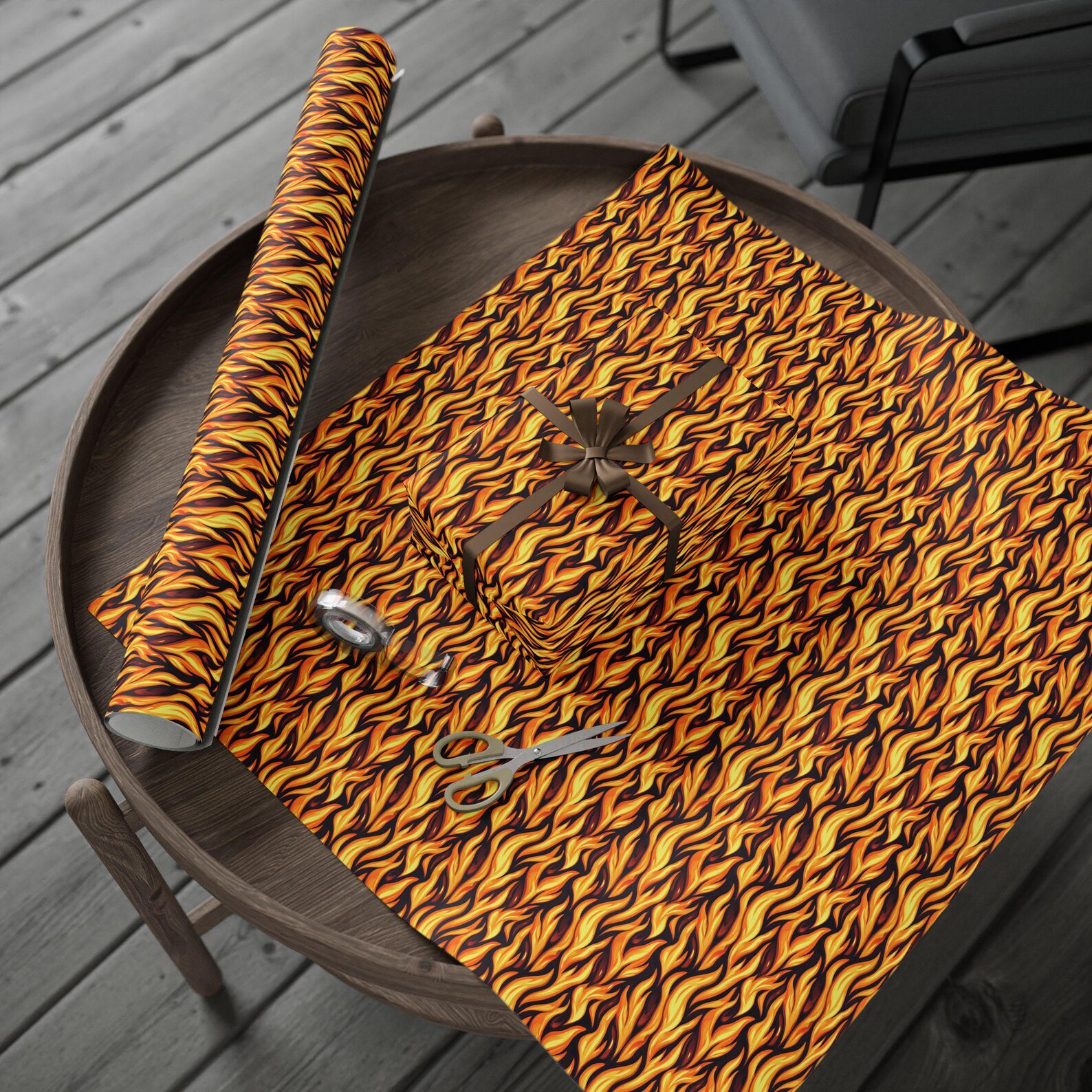 Fire Wrapping Paper, Flames Gift Wrap, Fire Pattern, Unique Wrapping ...