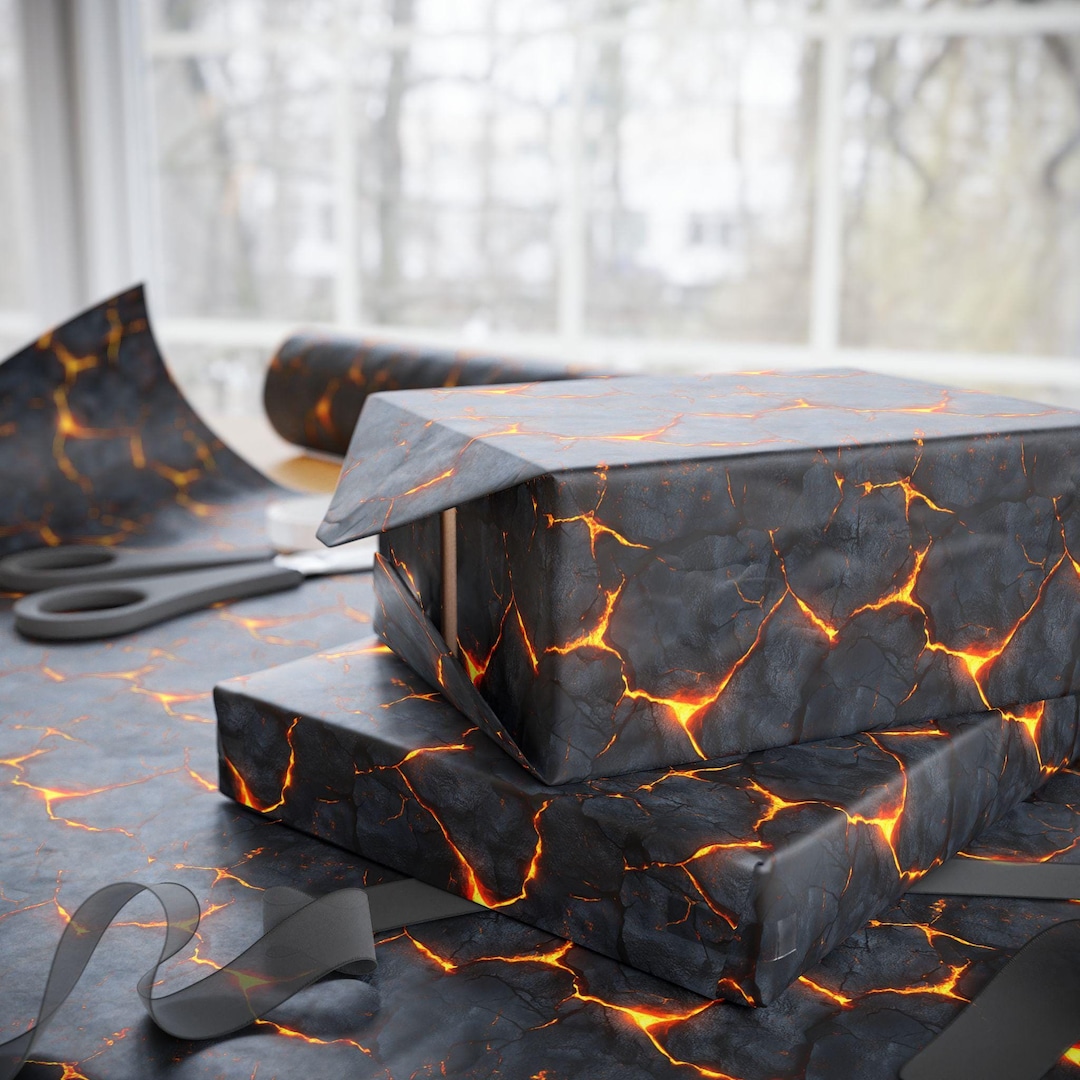Lava Wrapping Paper, Volcanic Gift Wrap, Cracked Rock Pattern, Unique ...