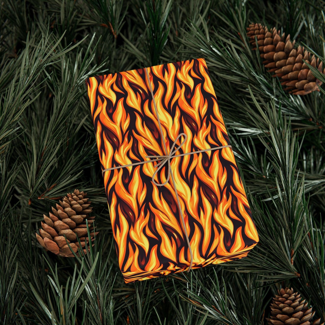 Fire Wrapping Paper, Flames Gift Wrap, Fire Pattern, Unique Wrapping ...