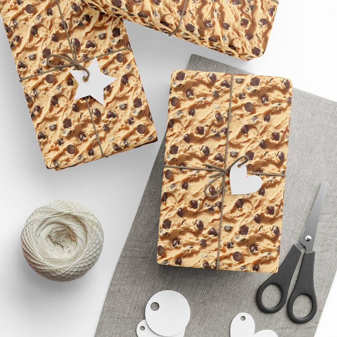 Choc Chip Cookie Dough Wrapping Paper, Chocolate Chip Gift Wrap ...