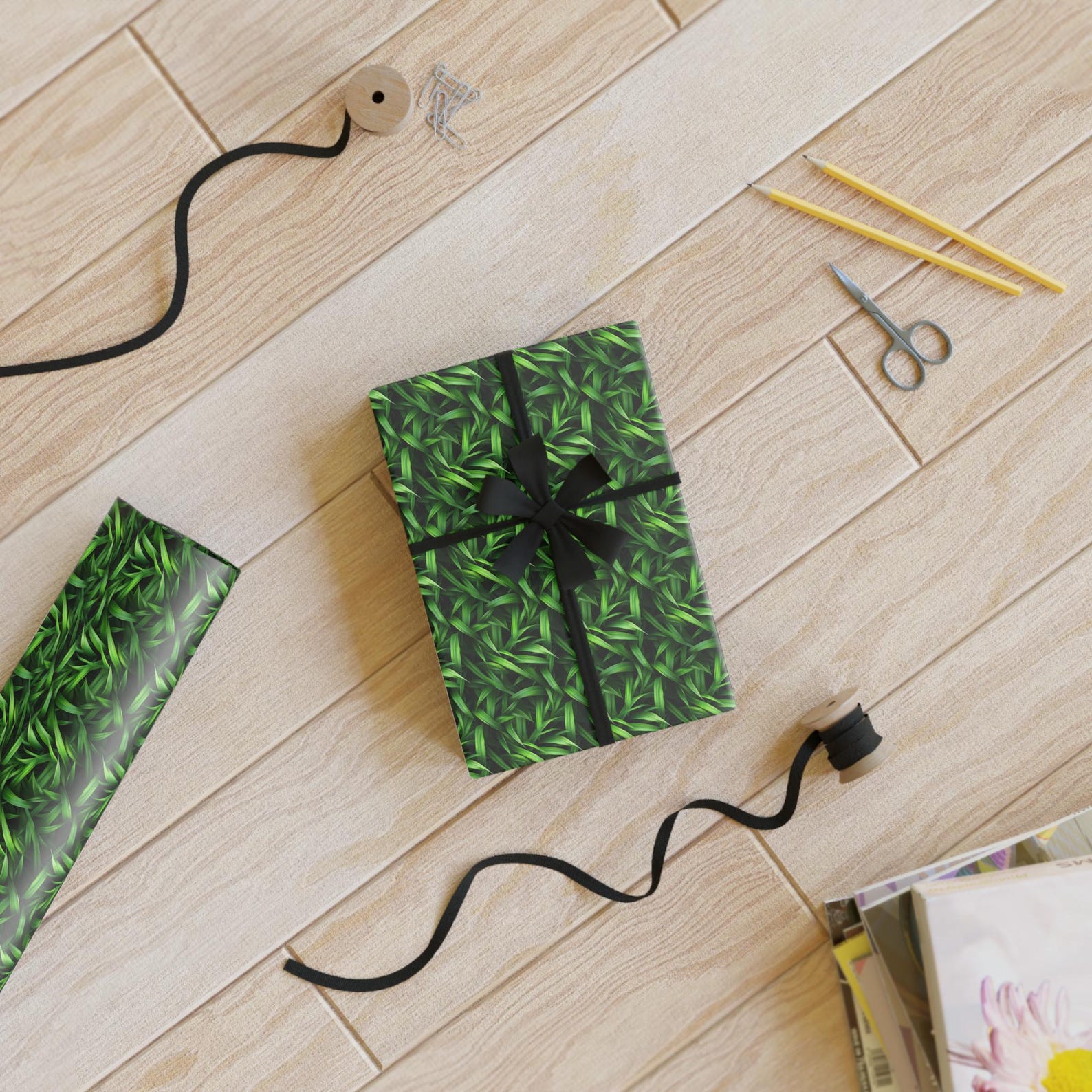 Green Grass Wrapping Paper, Grass Gift Wrap, Fresh Green Grass Pattern ...