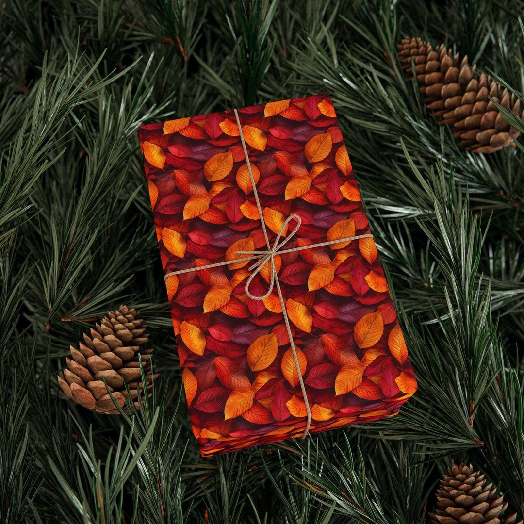 Autumn Leaves Wrapping Paper, Leaves Look Gift Wrap, Autumn Leaves ...