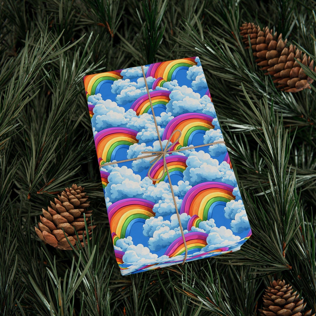 Clouds and Rainbows Wrapping Paper, Kids Gift Wrap, Cloud and Rainbow ...