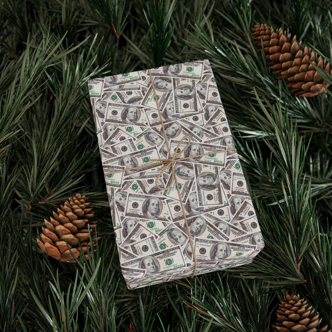 Money Wrapping Paper, One Hundred Dollar Bills Gift Wrap, Benjamin ...