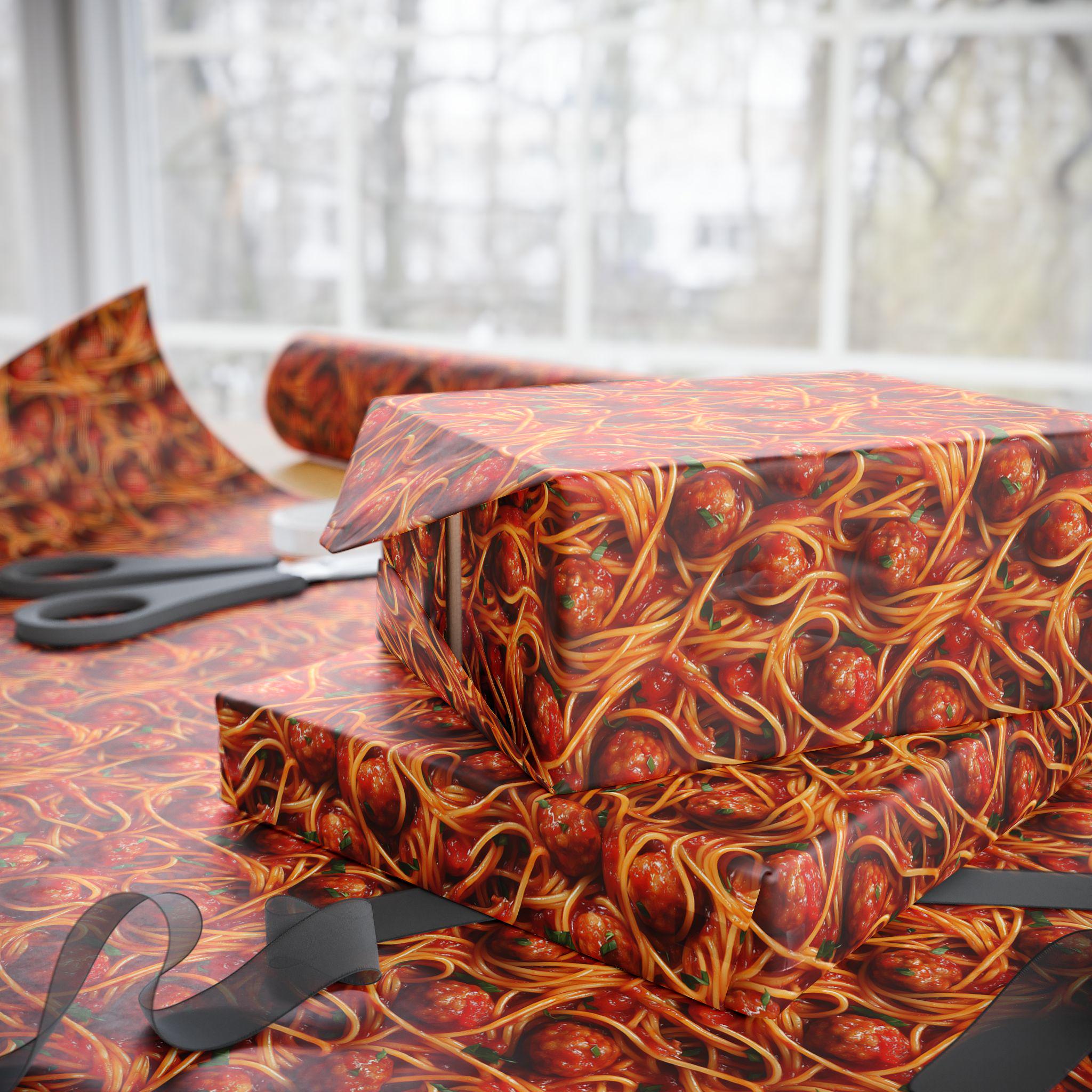 Spaghetti and Meatballs Wrapping Paper, Spaghetti Meatballs Gift Wrap ...