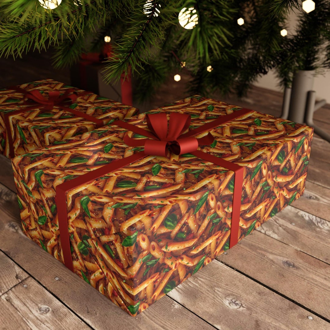 Penne Pasta Wrapping Paper, Penne Arrabbiata Gift Wrap, Penne Pattern ...