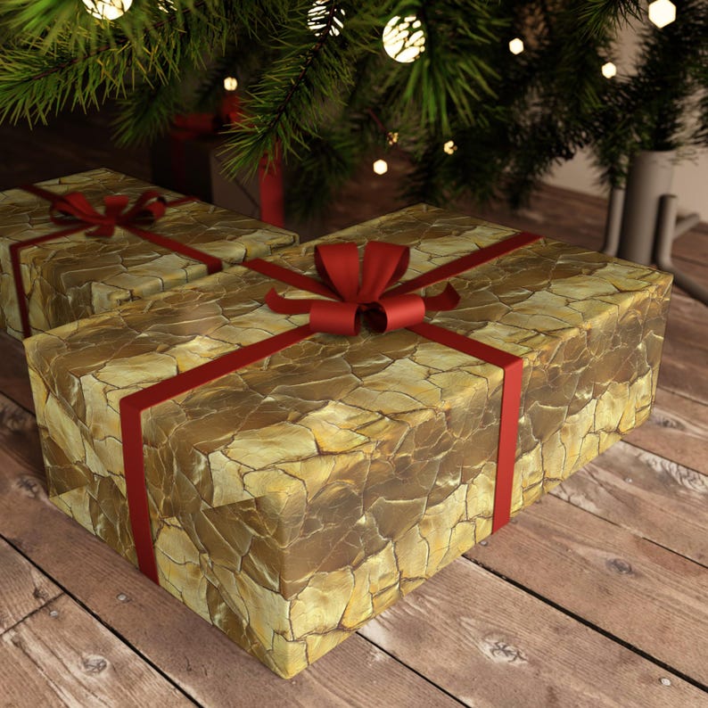Gold Wrapping Paper, Gold Foil Look Gift Wrap, Gold Flakes Gift ...