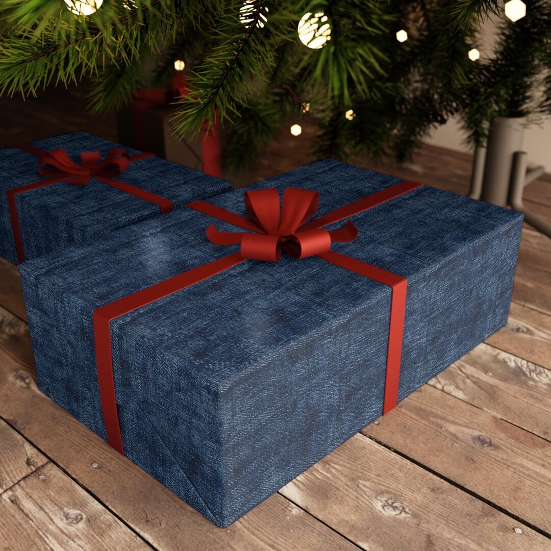 Denim Wrapping Paper, Denim Look Gift Wrap, Blue Denim Pattern, Custom ...