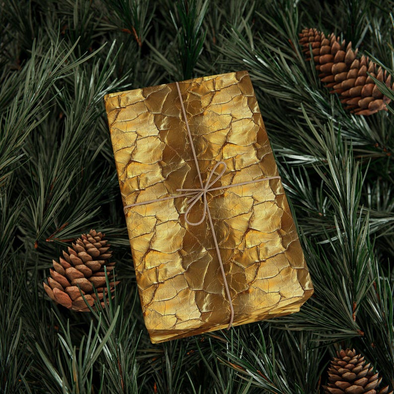 Gold Wrapping Paper, Gold Foil Look Gift Wrap, Gold Flakes Gift ...