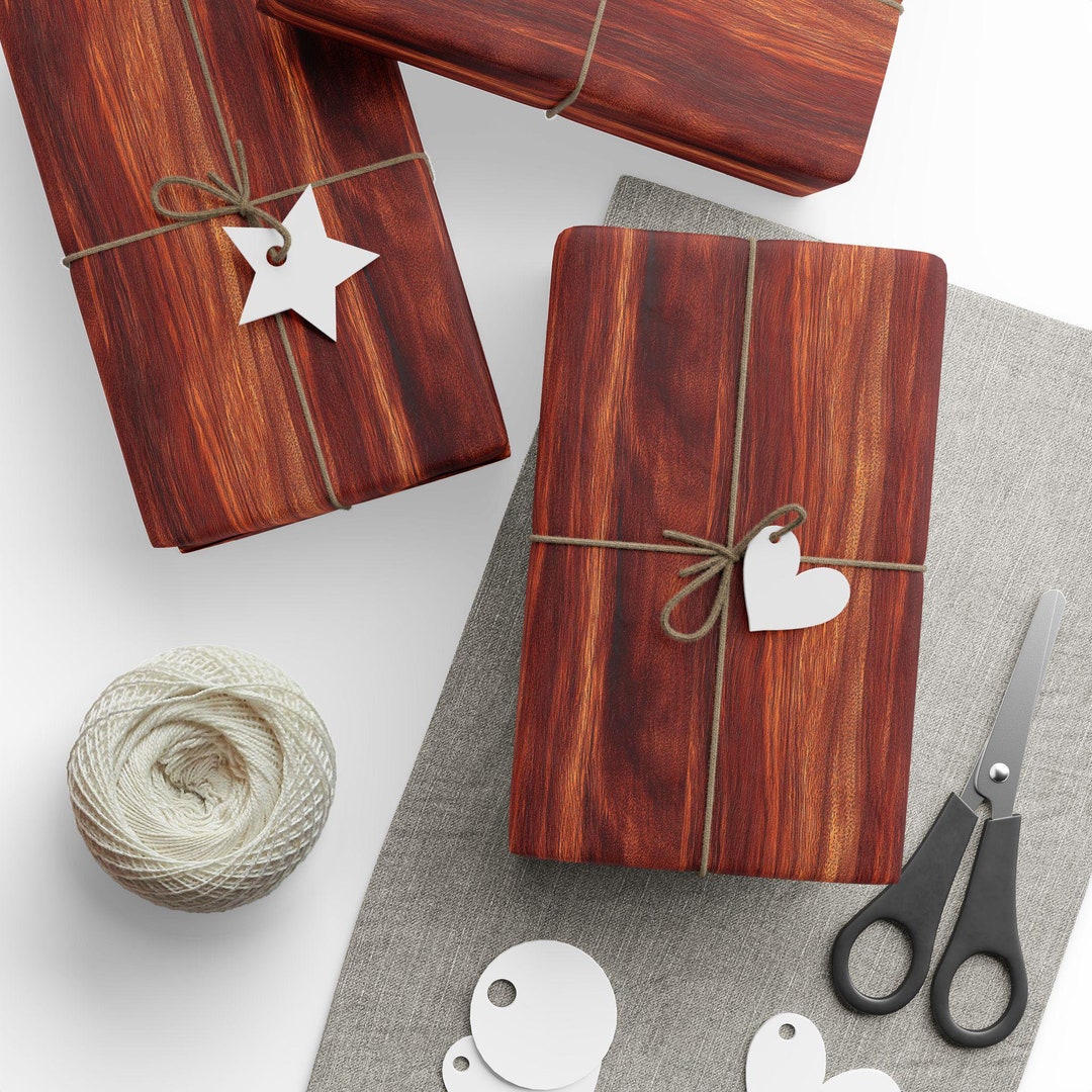 Mahogany Wrapping Paper, Mahogany Wood Look Gift Wrap, Mahogany Wood ...