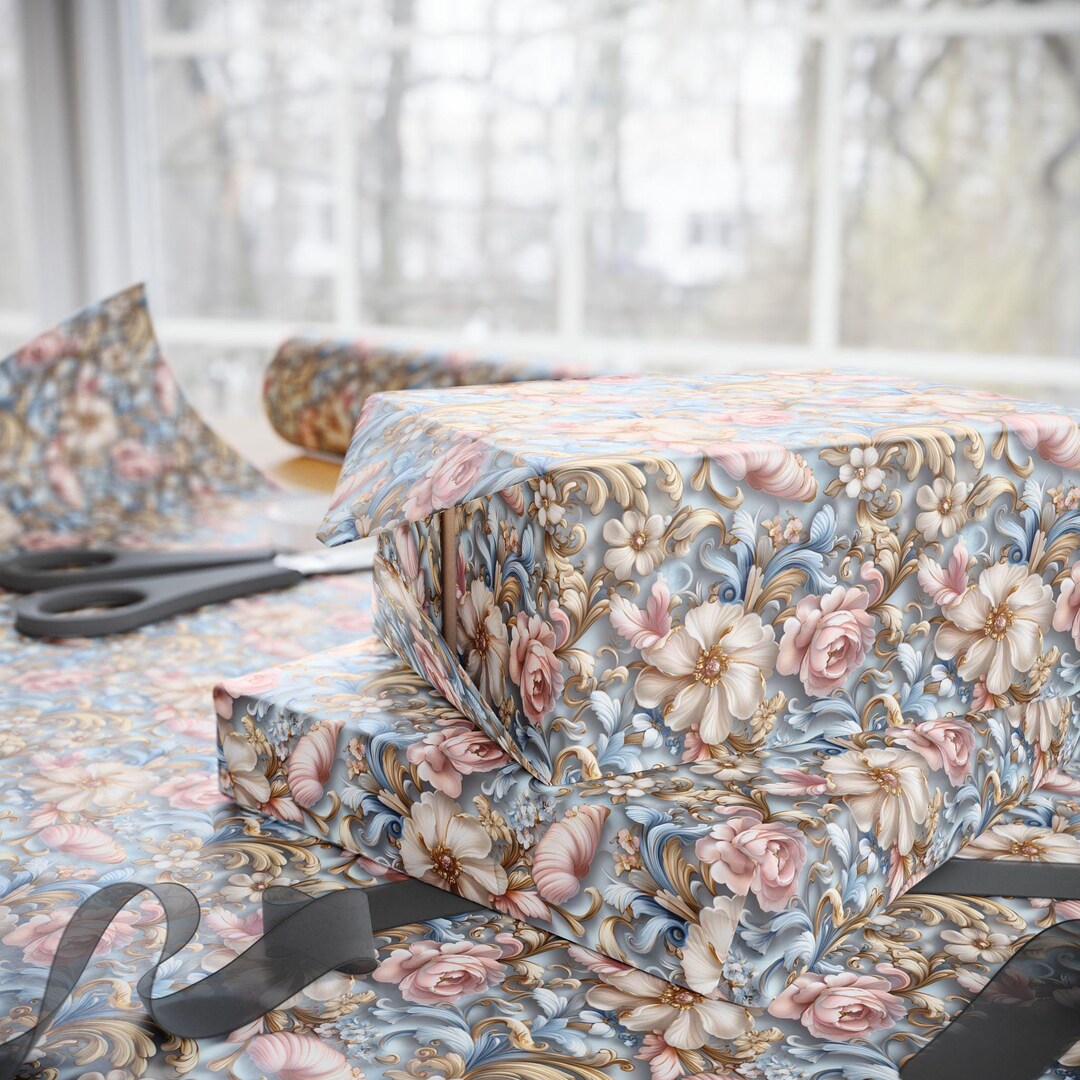 Rococo Wrapping Paper, Rococo Gift Wrap, Pastel Rococo Pattern, Rococo ...