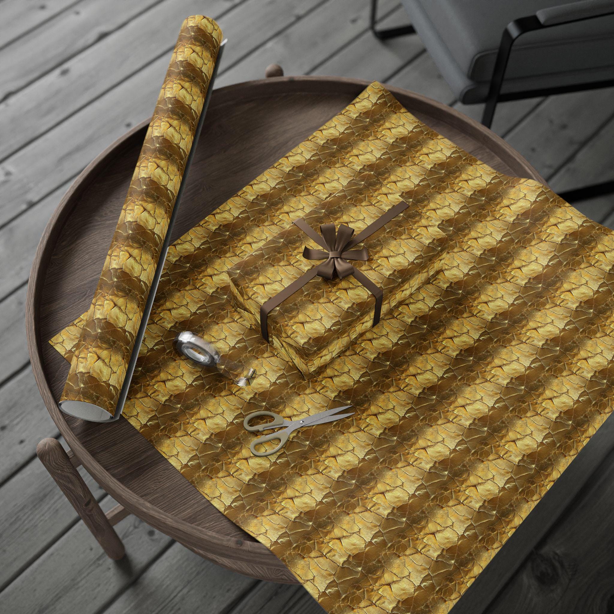 Gold Wrapping Paper, Gold Foil Look Gift Wrap, Gold Flakes Gift ...