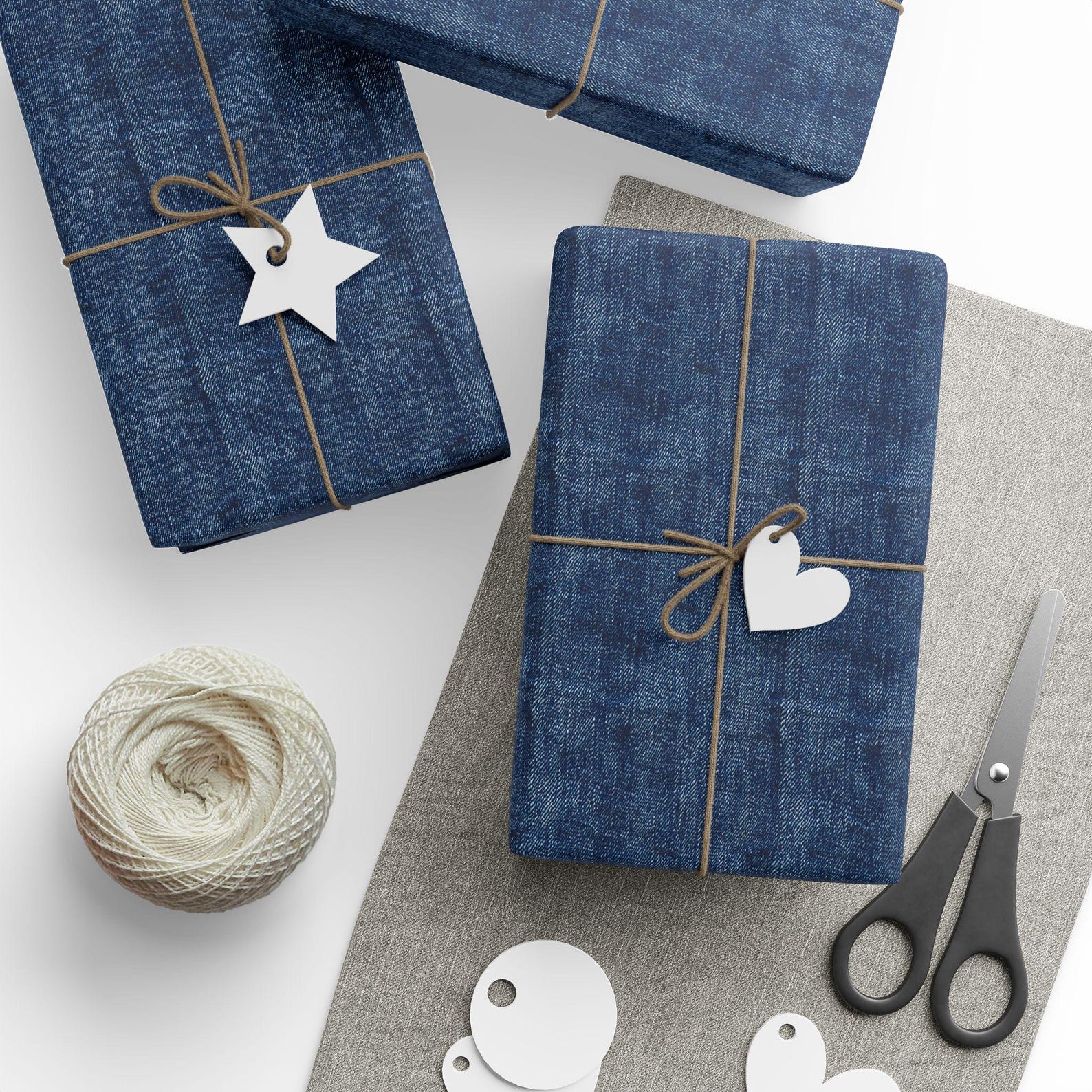 Denim Wrapping Paper, Denim Look Gift Wrap, Blue Denim Pattern, Custom ...
