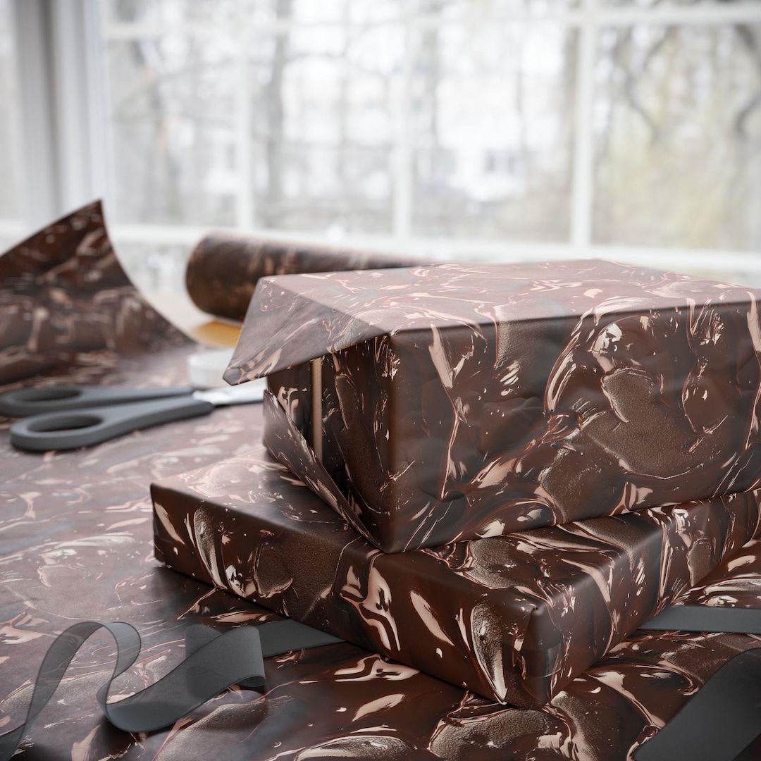 Melted Chocolate Wrapping Paper, Chocolate Gift Wrap, Chocolate Pattern ...