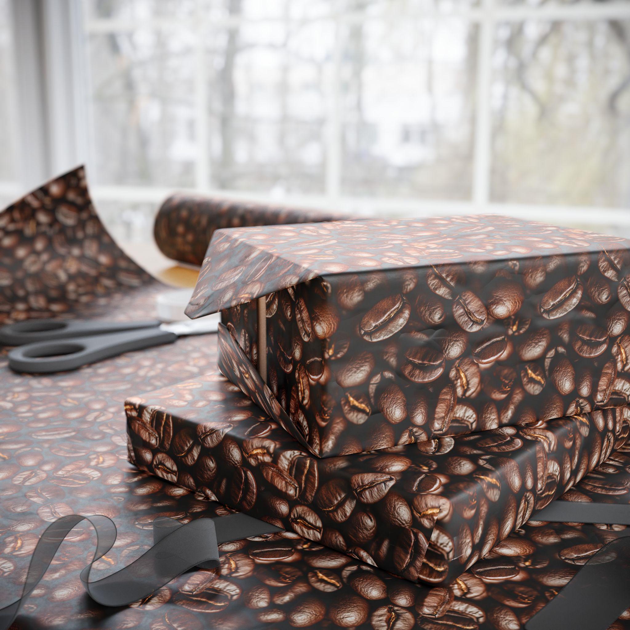 Coffee Beans Wrapping Paper, Coffee Bean Pattern Gift Wrap, Coffee Gift ...