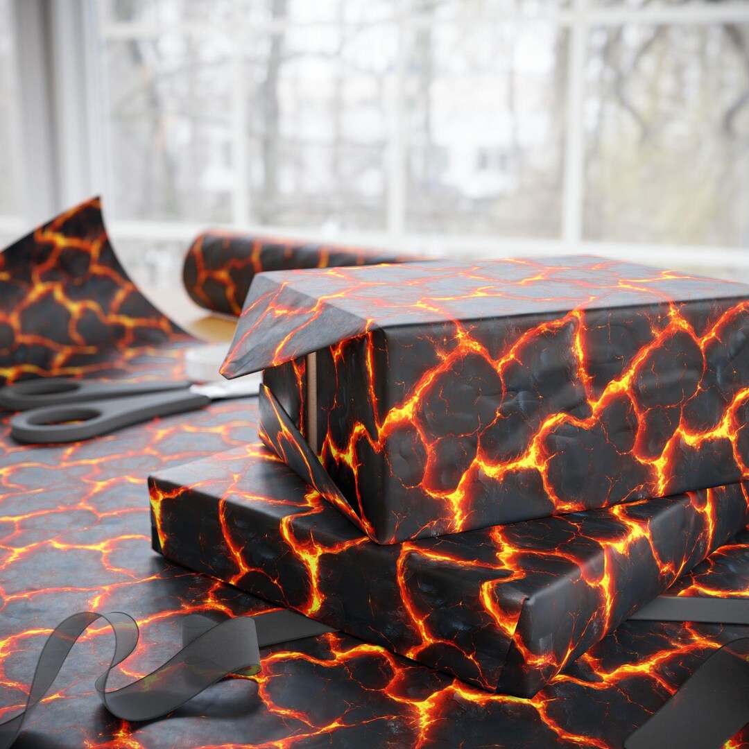Molten Lava Wrapping Paper, Volcano Lava Gift Wrap, Lava Pattern, Lava ...