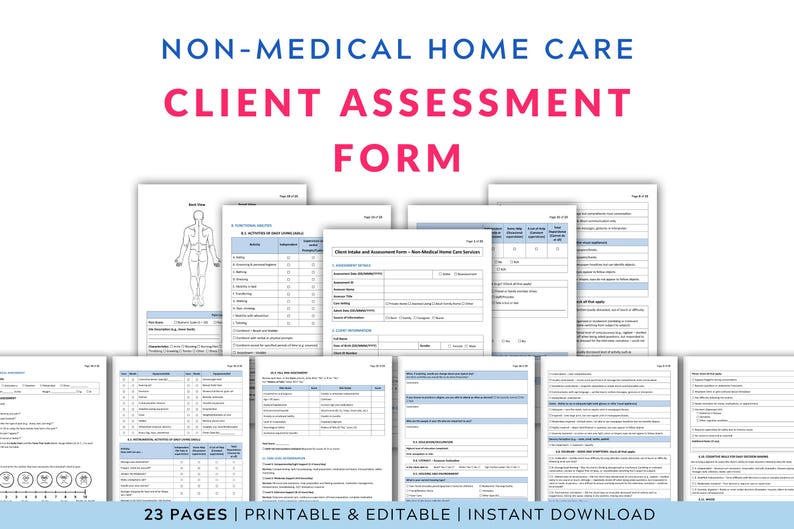 Home Care Client Assessment Form: Editable and Printable Template - Etsy