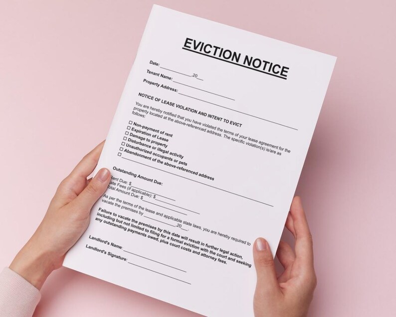 Printable Eviction Notice Template: Customizable Letter (PDF, Word, Pages, Google Docs) - Etsy