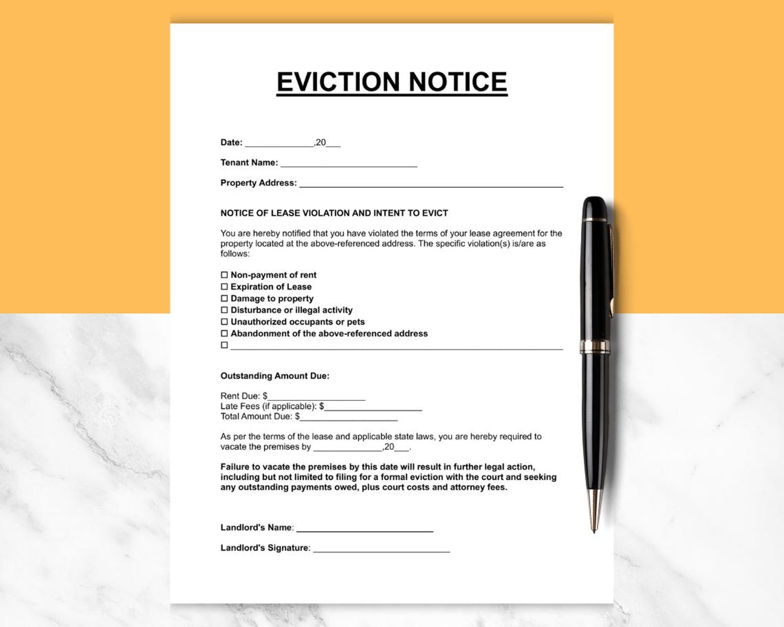 Printable Eviction Notice Template: Customizable Letter (PDF, Word ...