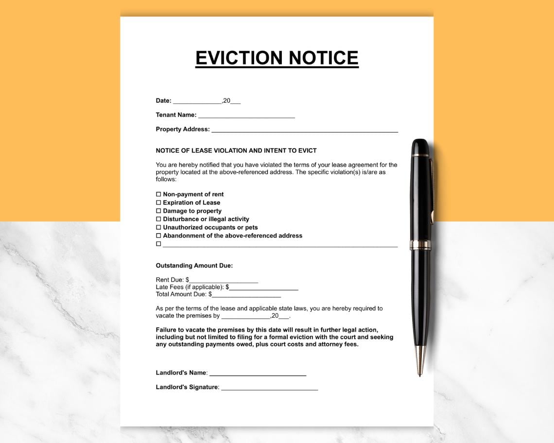Printable Eviction Notice Template: Customizable Letter (PDF, Word ...